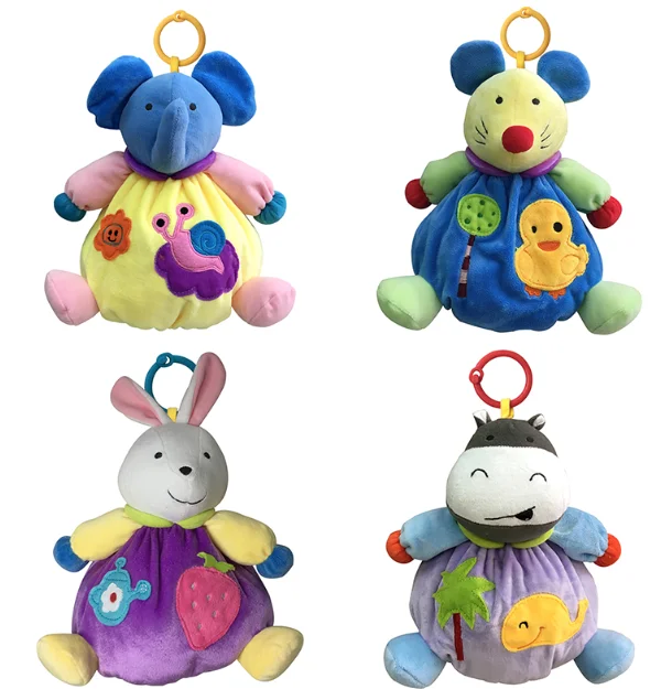 4 Styles Animals Baby Plush Toys Soft Elephant Calm Doll Towel Baby ...
