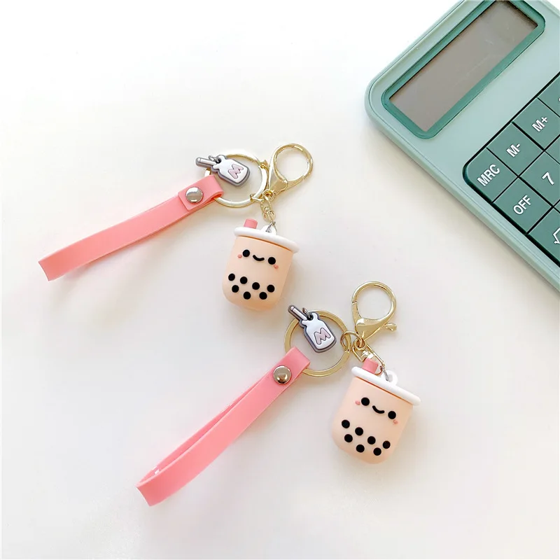 Luxury Pearl Boba Tea Pendant Pvc Key Chains Bubbles Milk Tea Cup ...