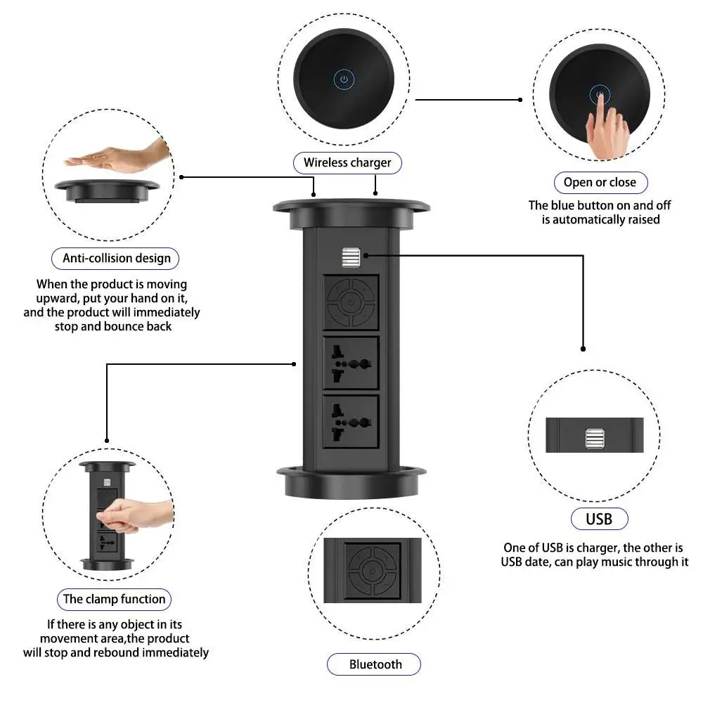 Motorized Smart Pop up Socket - Universal Power Solution