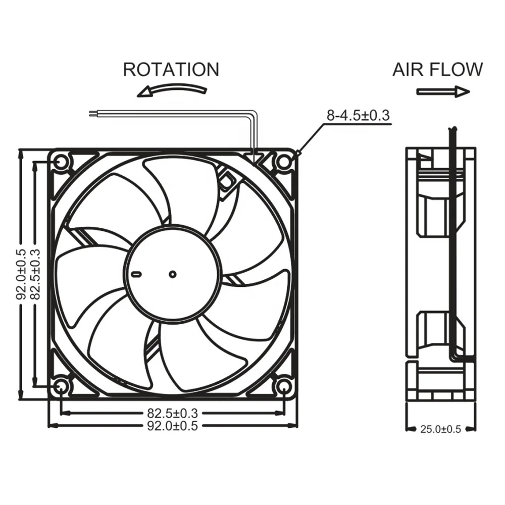GX9225 24V DC Axial Cooling Fan, 95CFM Airflow, 6100RPM, Plastic Blade ...