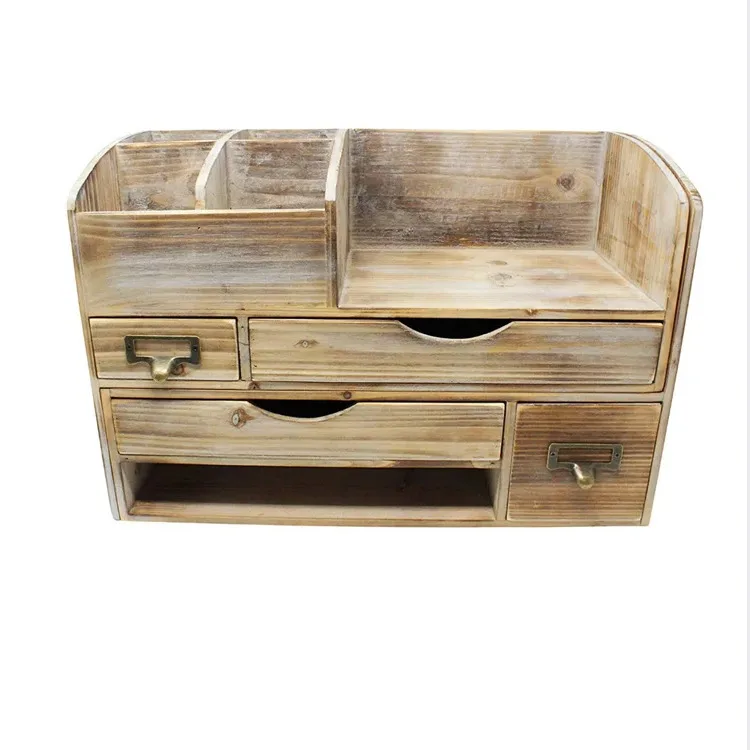 Adjustable Wooden Office Desk Organizer Desk Wood Storage Box Organizer ...