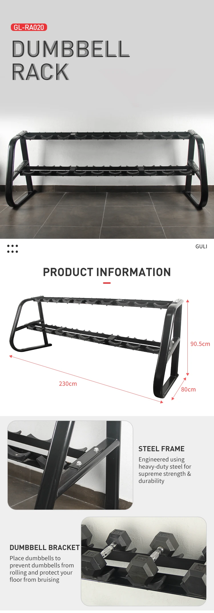 Heavy Duty Dumbbell Rack 2 Tier For Storage 10 Pairs Dumbbells Rack ...