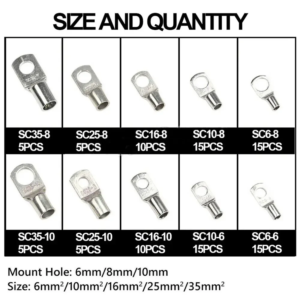 100PCS Ring Terminal Cable Shoes Lugs 35mm2 Tinned Lug Wire Eye ...