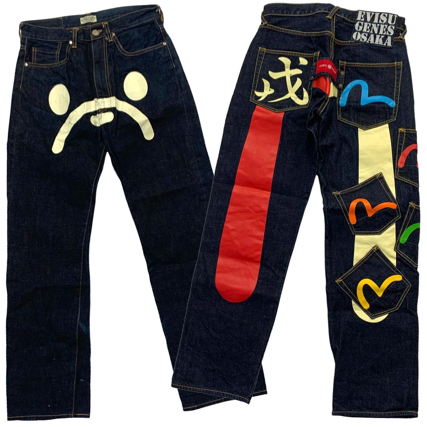 Custom Logo Embroidered Jeans Straight Leg Cotton Elastic Denim Pants ...