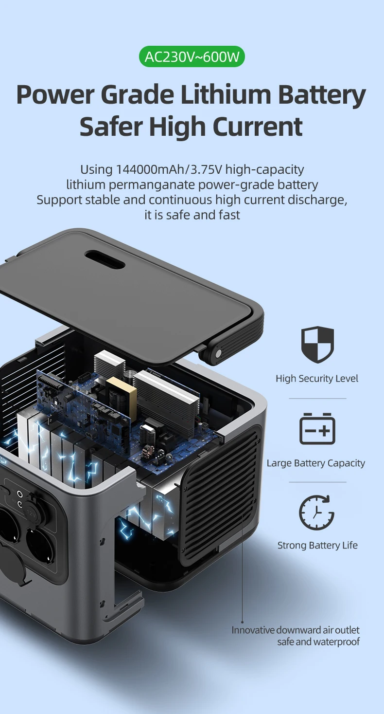 Portable 600WH Lithium Solar Generator for Outdoor Camping