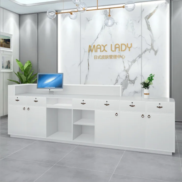 Luxury White Front Desk Counter - Ideal for Hotel Reception