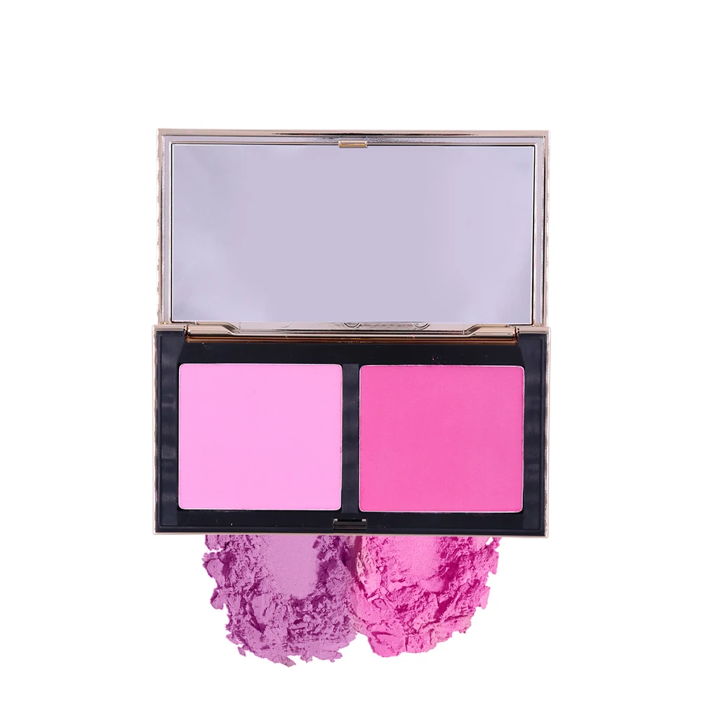 Two Tone Pigmented Pressed Powder Blush Palette Luxury Long-Lasting ...