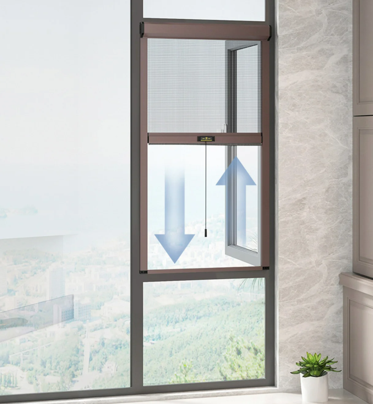 Standard Model Retractable Rolling Insect Screen Window Aluminum Frames ...