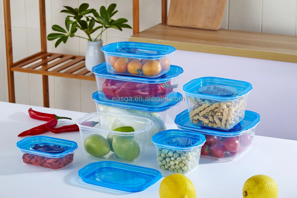 Eco-Friendly 500ml Plastic Food Storage Containers 3-Piece Set Square ...