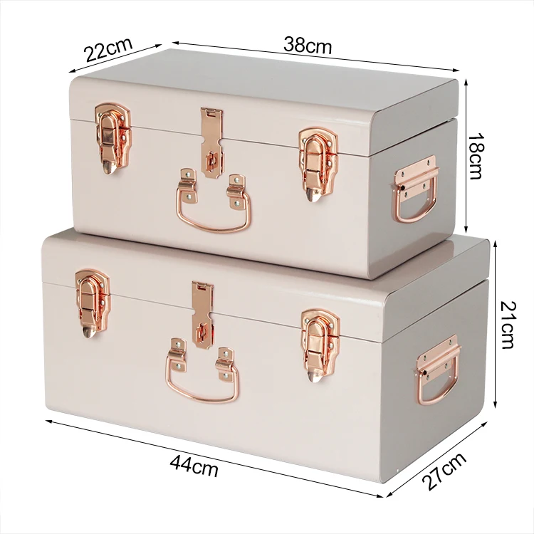 Hot Sale White Decorative Storage Trunk Set Of 2 Metal Storage Trunk ...