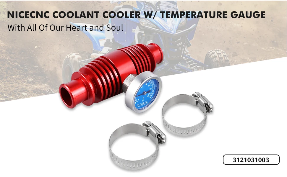 Nicecnc 12pins Radiator In Line Cooler With Temperature Gauge For Yamaha Raptor 660r 700 700r ...
