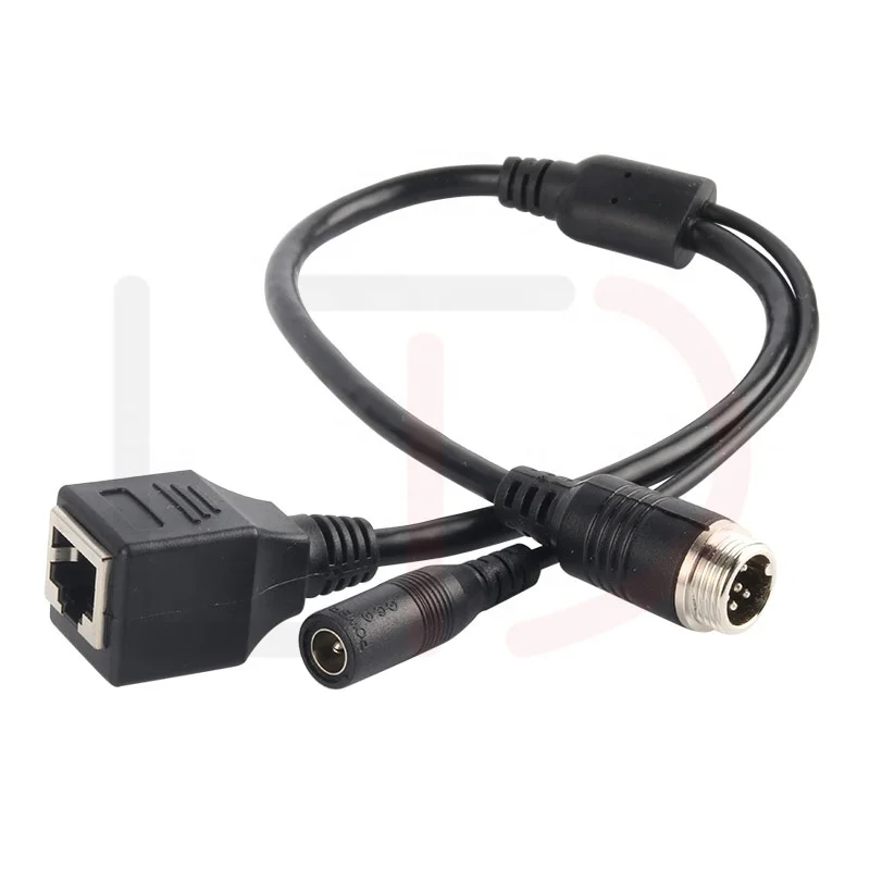 M12 6-pin Aviation Connector Plug Car Mdvr Ipc Adapter Network Rj45 ...