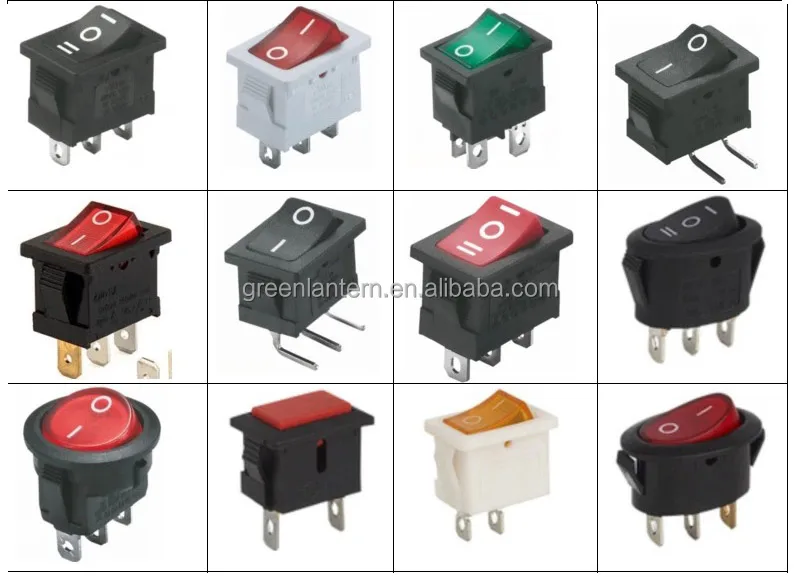 Mini Power Switch Rectangle 2Pins ON-OFF Rocker Switches in Black 10A ...