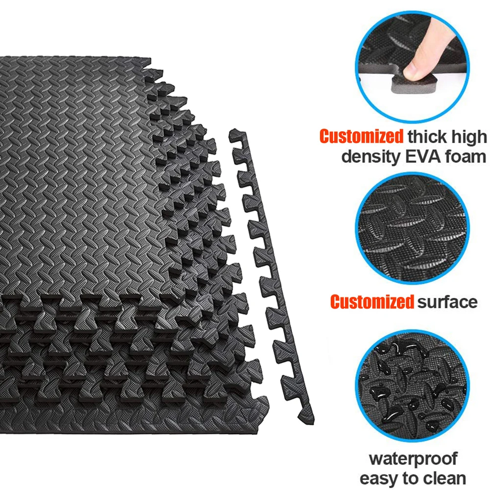 Home Gym Equipment Non Toxic Black Blue Gray Color Foam Tiles Puzzle ...