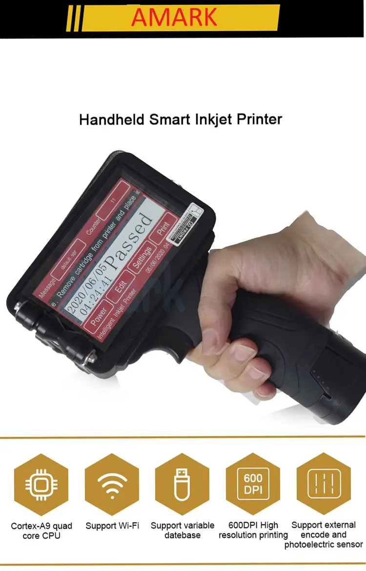 Amark Logo Hand Held Printer with Waterproof Ink Date Code Printer ...