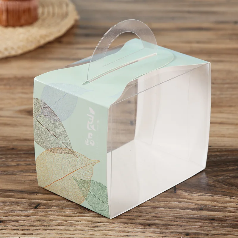 Cake Slice Cheese Cake Box Plastic Dessert Box with Handle Recyclable ...