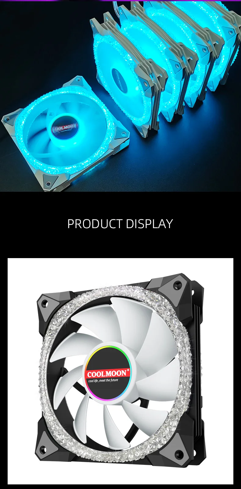 Coolmoon Desktop Gaming Pc Case Argb Cooler Fan Pwm Argb Sync 3pin 4pin Cpu Cooler Colorful ...