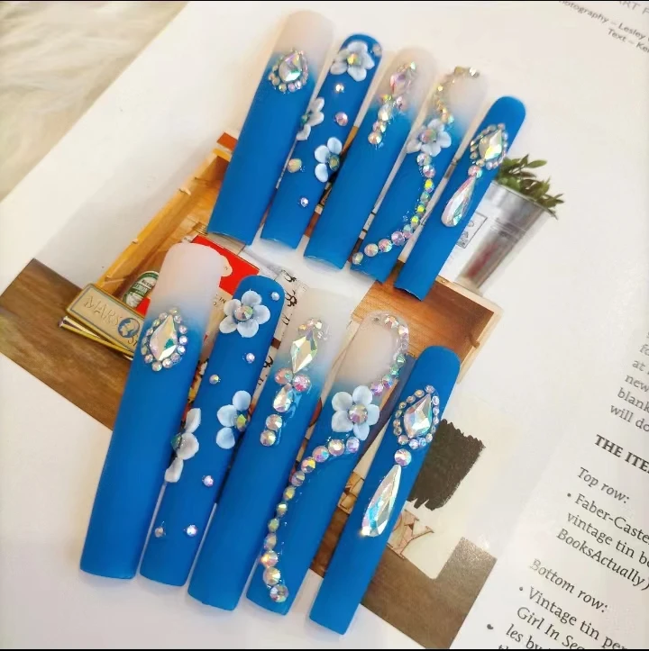 7cm Length Hand Made Custom Designer Press on Nails New Fashion Nails ...