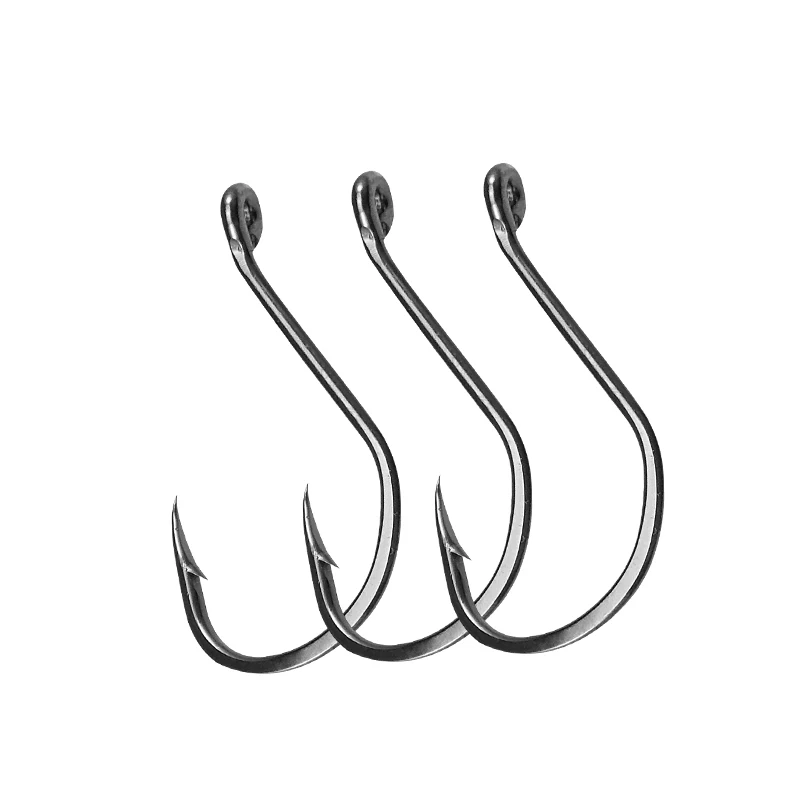 Esfishing Fishing Hook Barbless Ring Eye Fishhooks Single 1/0 2/0 3/0 4 ...