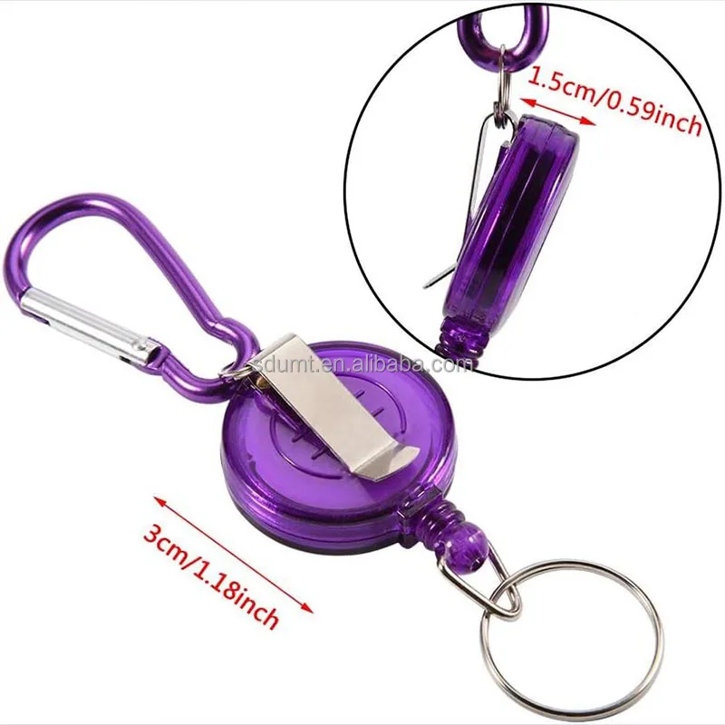 Abs Retractable Lanyard Keychain Id Card Badge Holder With Carabiner ...