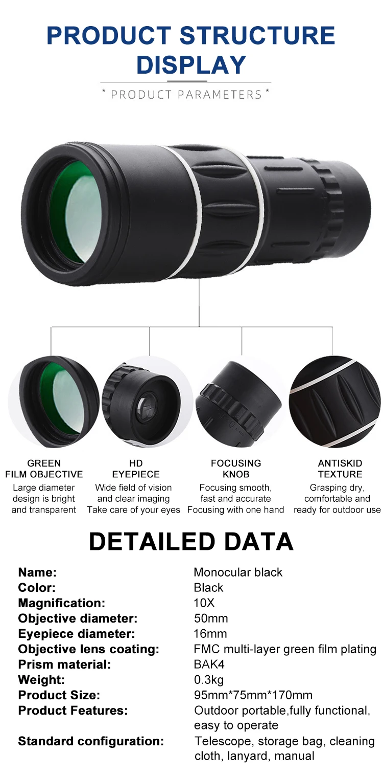 Pankoo 16x52 Monocular Telescope - Super Long Range Spotting Scope