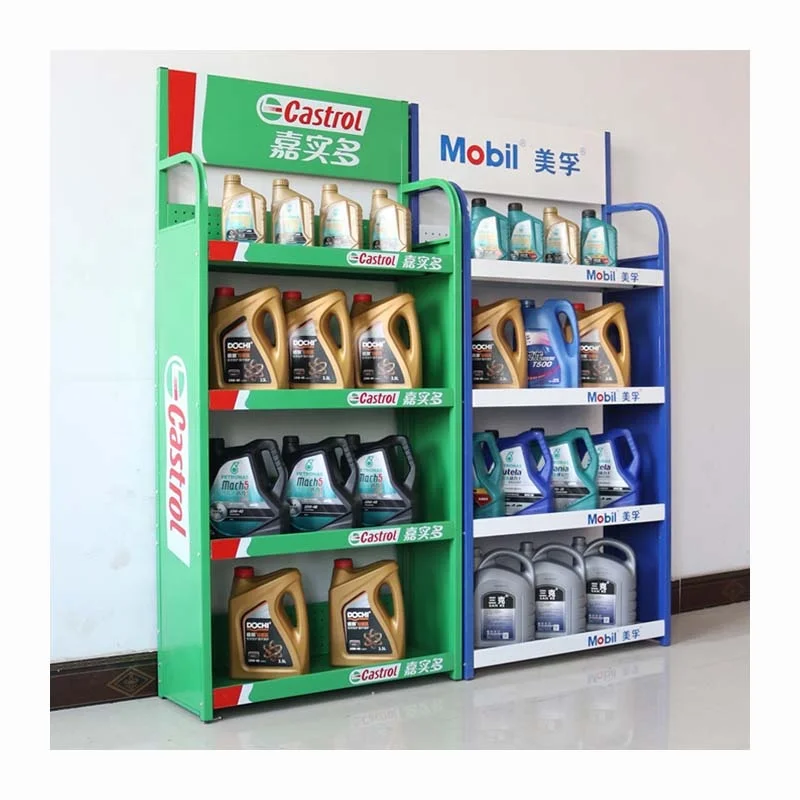grocery shop metal display rack retail store motor oil display stand ...