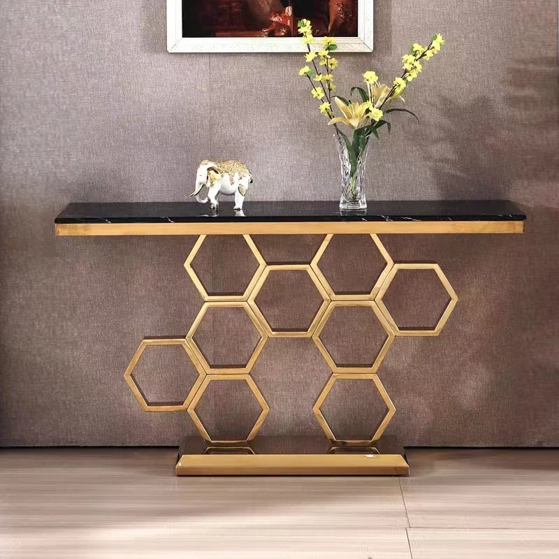 Modern Home Furniture Corridor Tables Marble Table Top Gold Metal Legs ...