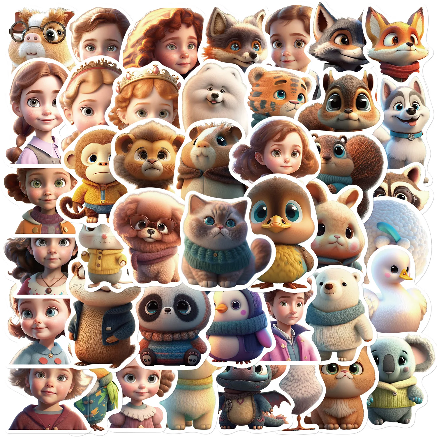 50PCS Pixar Style Anime Character Stickers - Cute & Eco-friendly