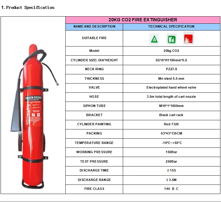 20kg Co2 Carbon Dioxide Carbon Steel Fire Extinguisher Wheeeled Iso Ce Uae Hot Sale - Buy Co2 ...