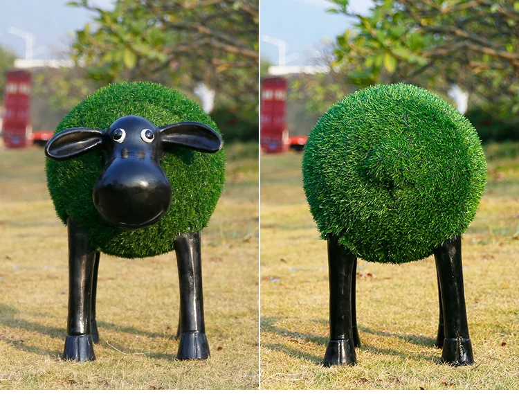 Life Size Statue Cartoon Turf Sheep Giant Polyresin Animal Sculpture ...