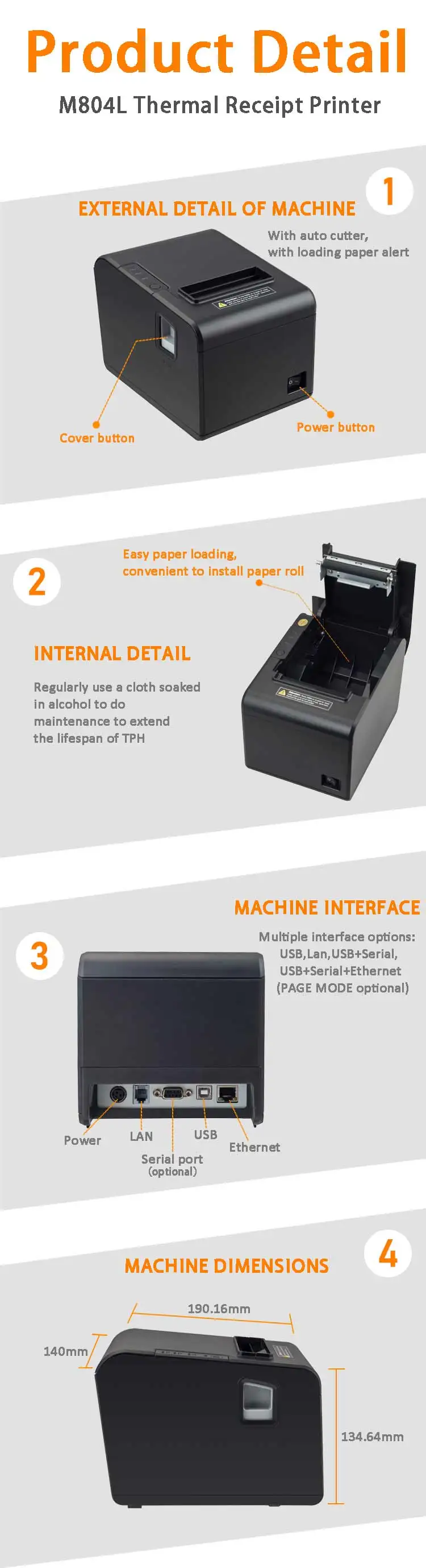 80 Mm Receipt Quick Print Printer for Small Business POS