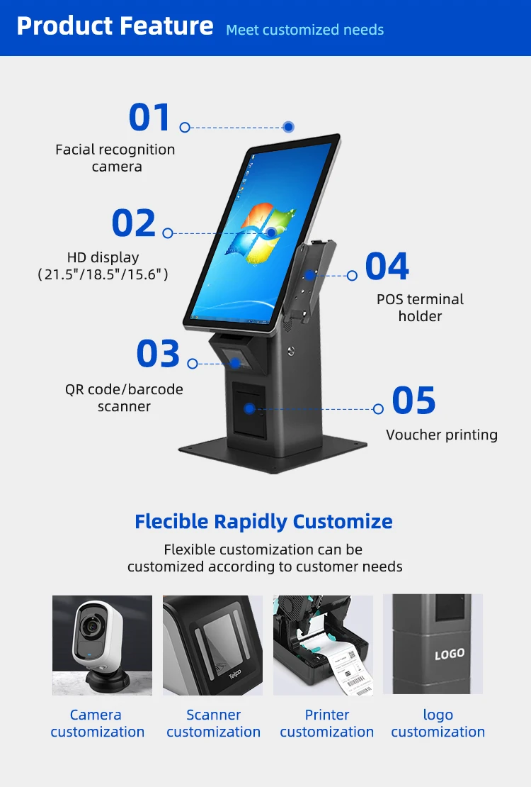 21.5 Inch Desktop Android Or Windows Self Service Kiosk Machine With ...
