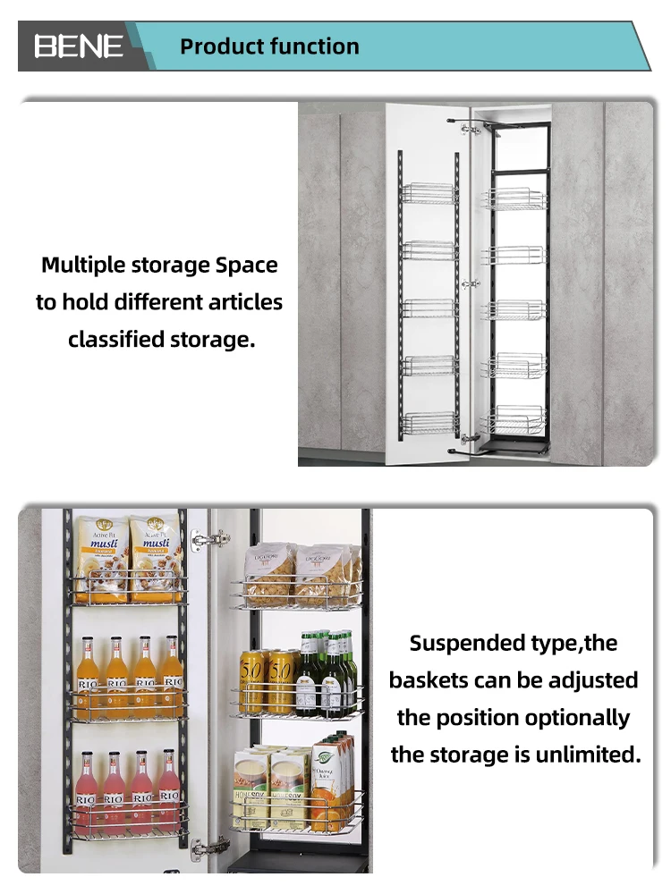 Modern Corner Pantry Kitchen Storage Cabinet with Pull-Out Basket - 2 ...