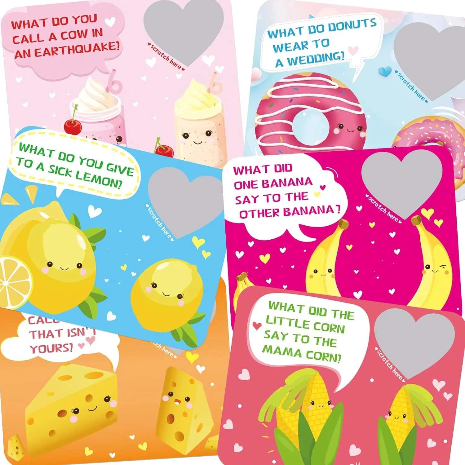 Valentines Day Cards Scratch Off Jokes for Kids Funny Notes with ...