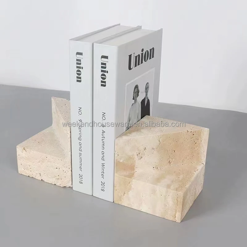Natural Stone Marble Paperweight Book End Limestone Travertine Bookend ...