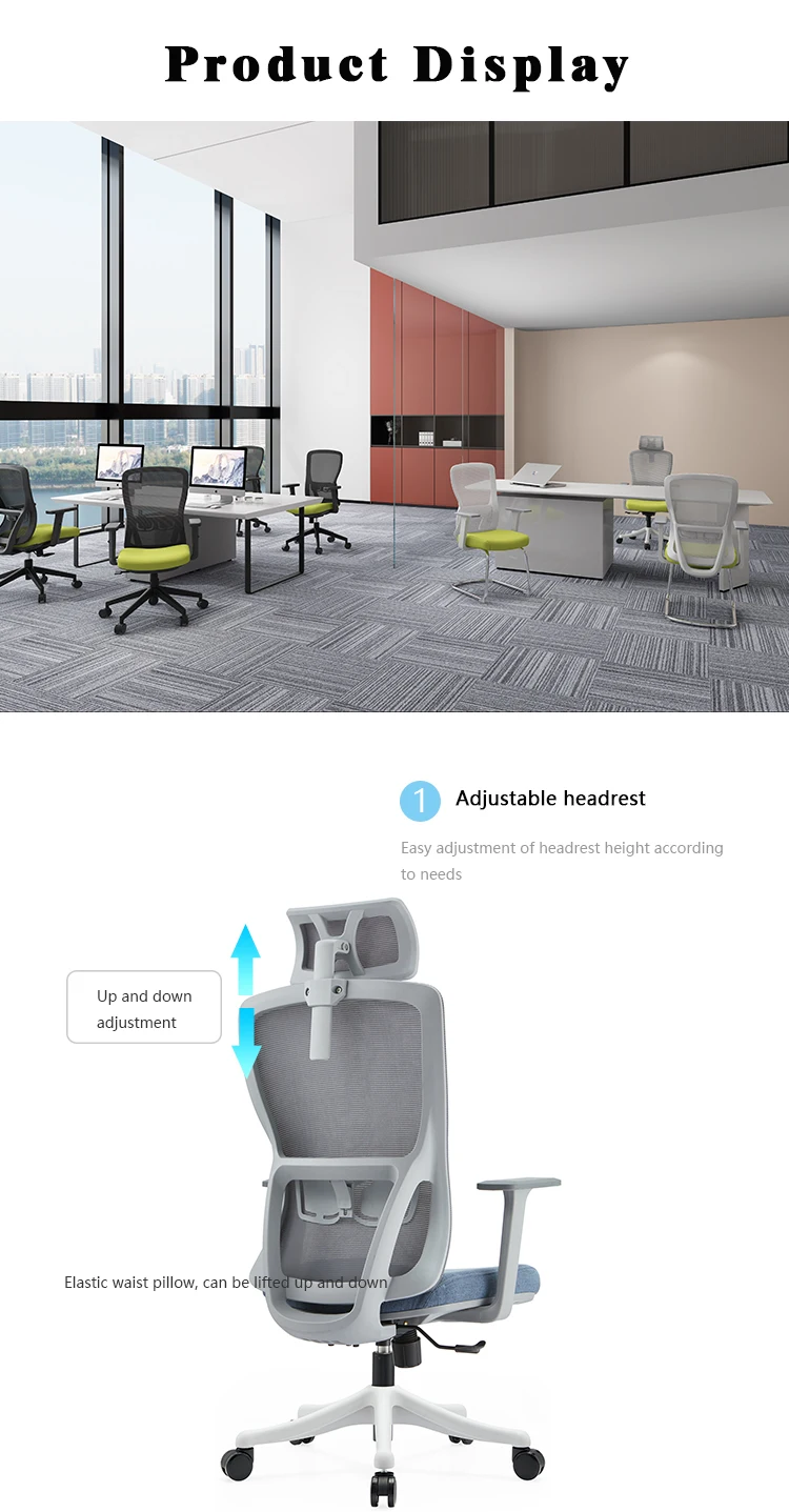 Modern White Adjustable Office Desk Chairs With Backrest Set Of Room ...