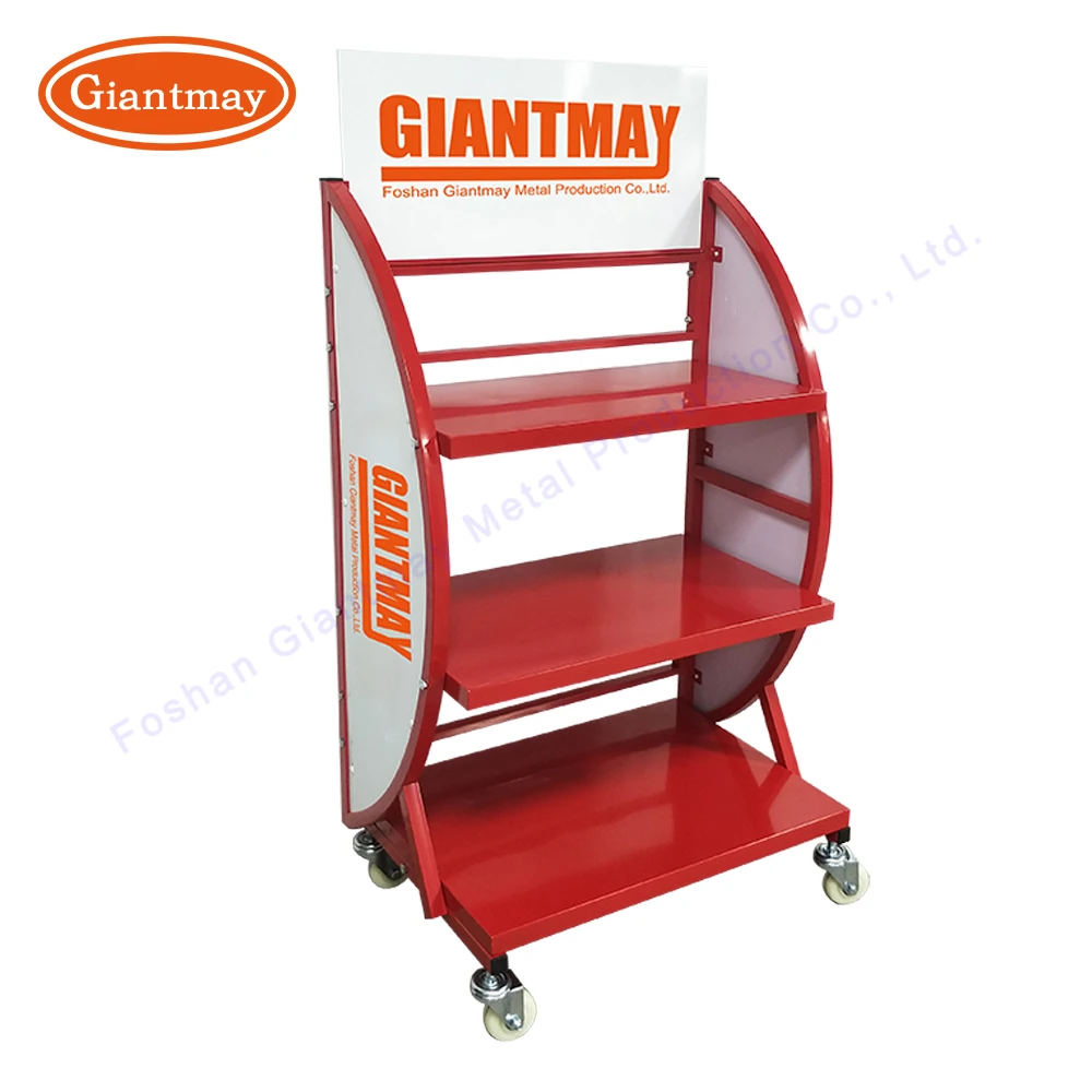 Giantmay Heavy Car Battery Auto Display Rack With Wheels Metal Battery ...