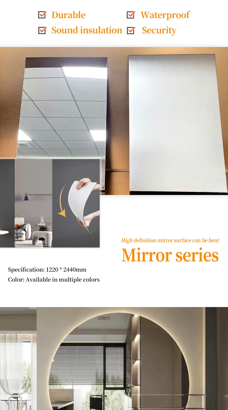 Environment Friendly Interior Bamboo Charcoal Mirror Wall Panels PVC ...
