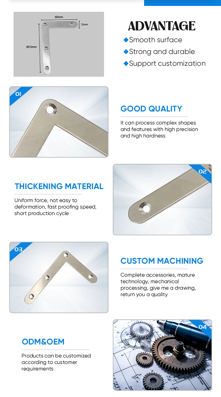 Custom Fixed Block Connector Furniture L Shape 90 Degree Stainless ...