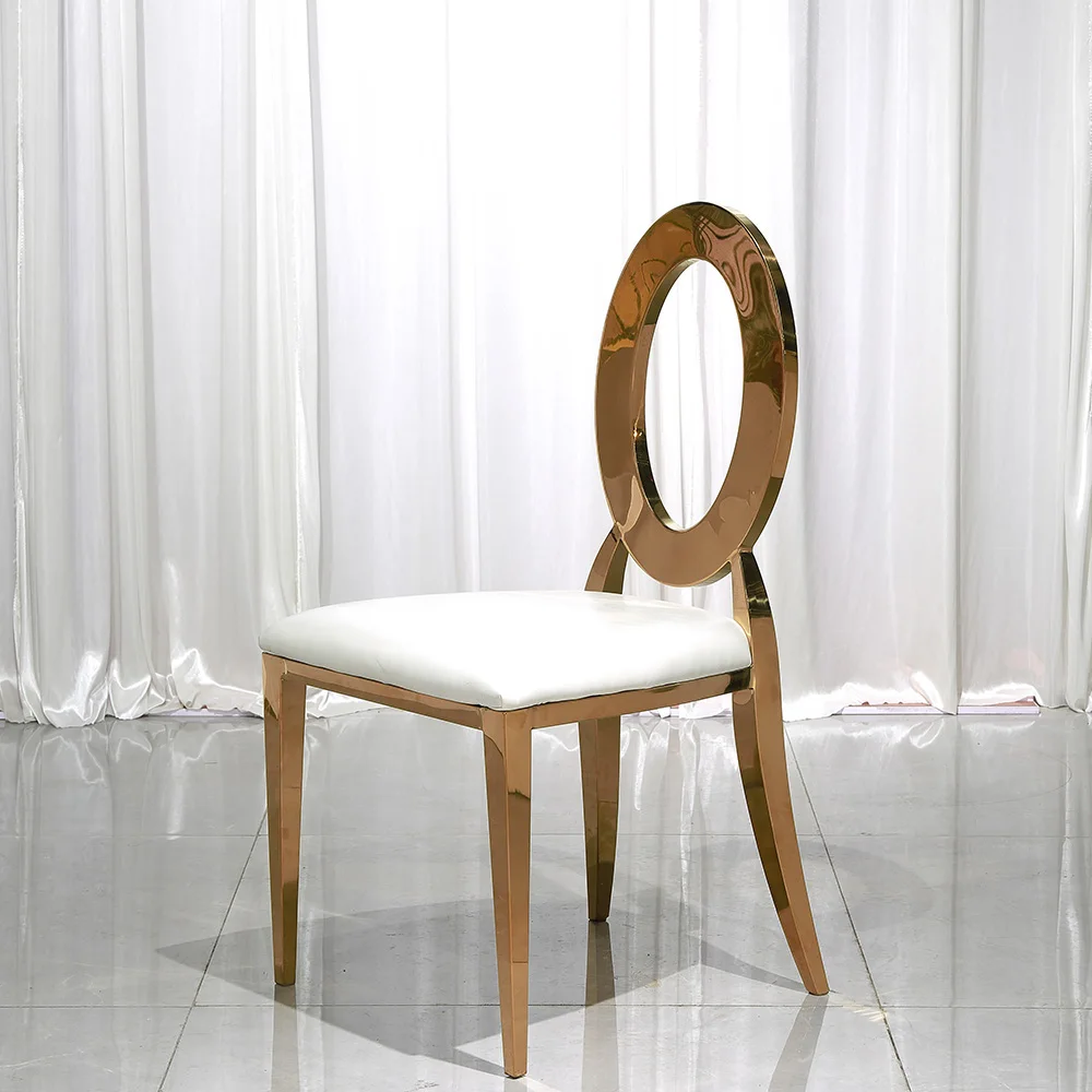 Modern O Back Stackable Rose Gold Steel Wedding Chairs Chiavari Party ...