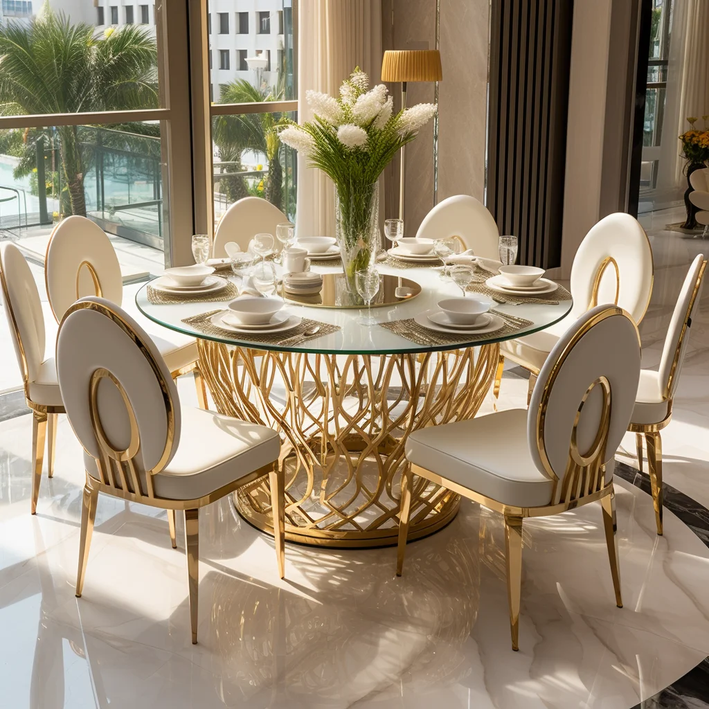 Wholesale New Design Luxury Round Glass Mirror Table Top Gold Stainless ...