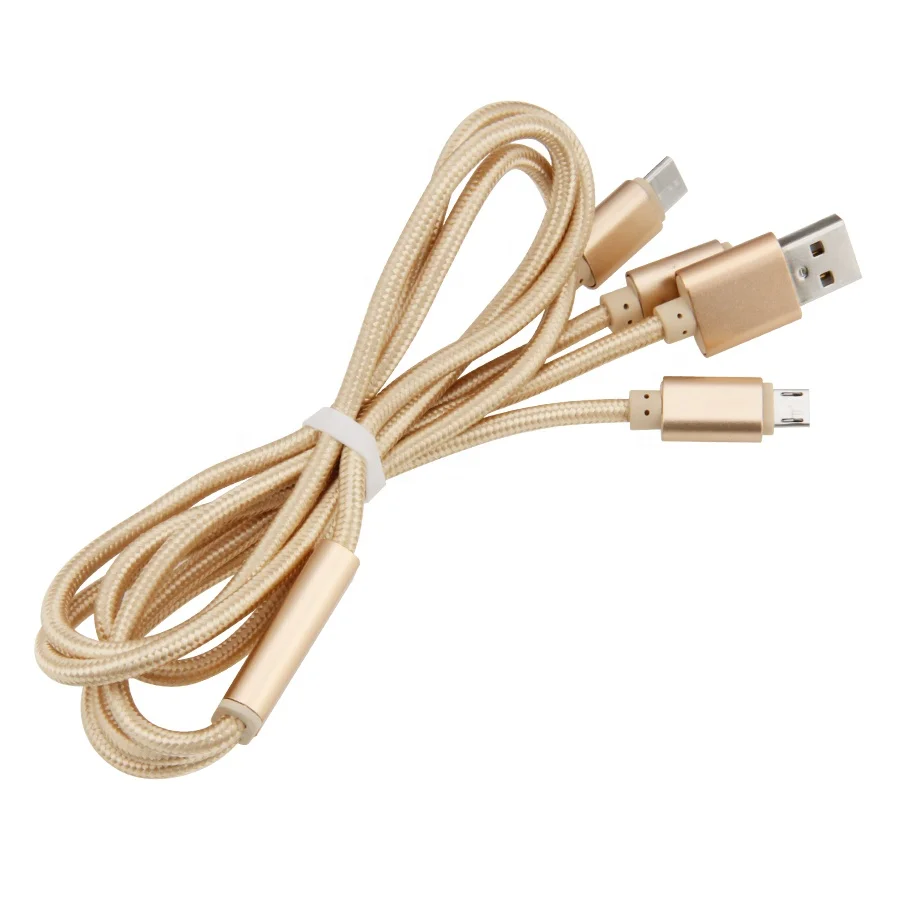Nylon 1.2m Charge Cable Universal 3 in 1 Multi USB Phone Charging Cable ...