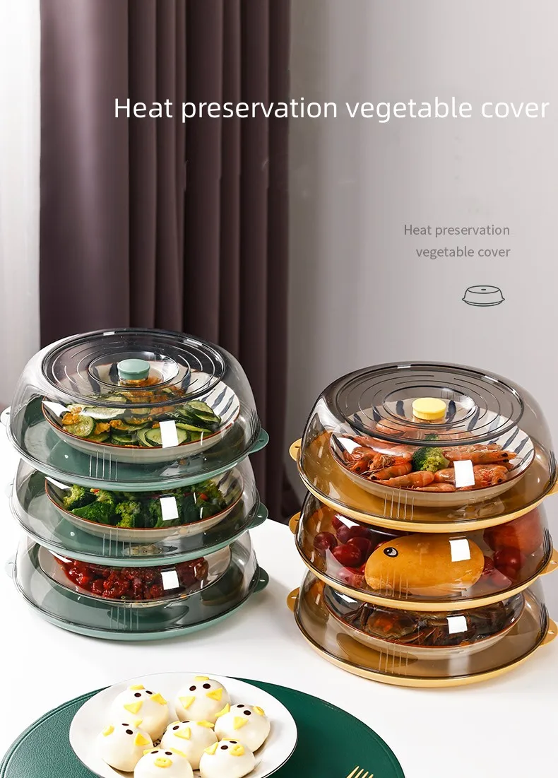 Multilayer Stackable Dust Proof Plate Food Cover Round Dish Cover Clear ...
