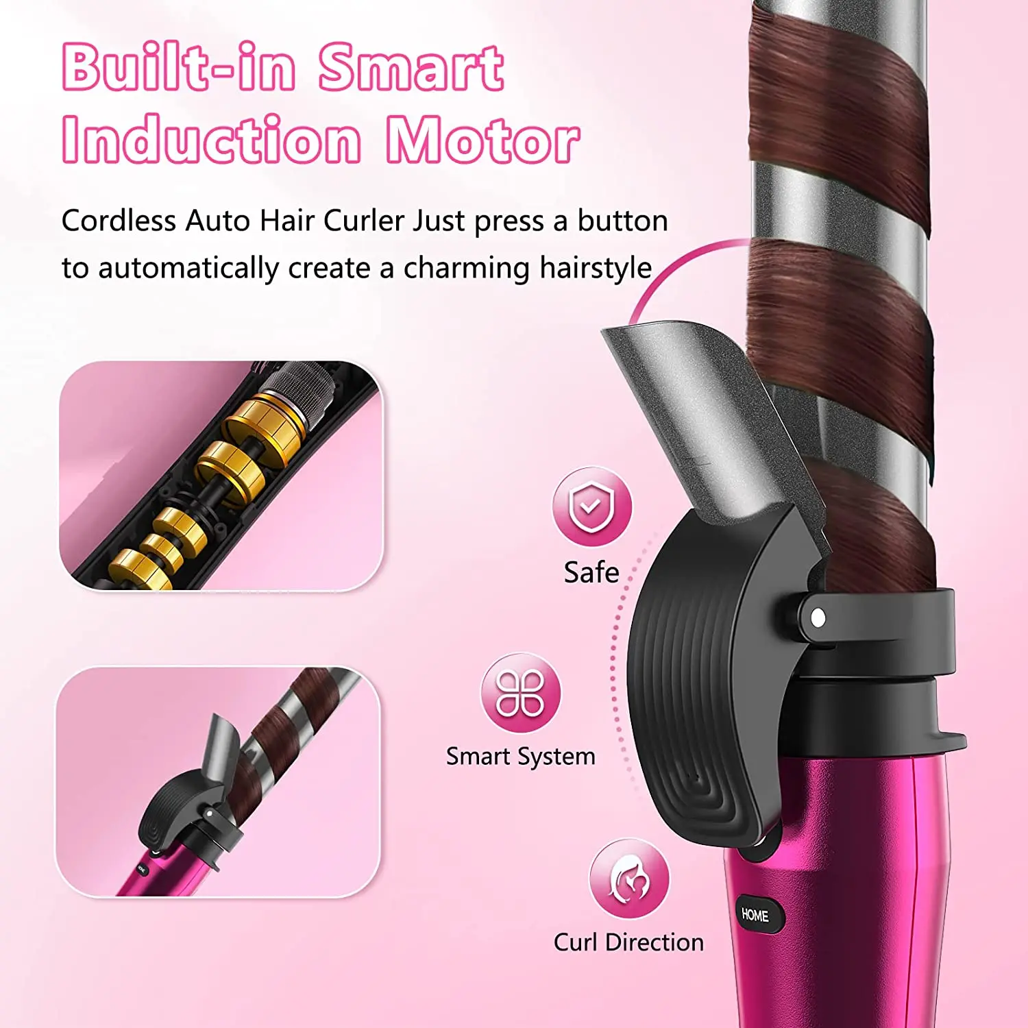 3 In 1 Interchangeable Automatic Rotate Ceramic Curling Iron Beach Wave ...