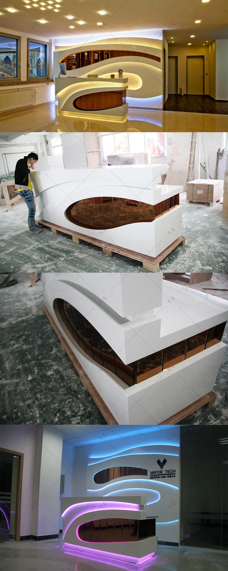 Custom Wood Stone Reception Desk for Children's Hospital