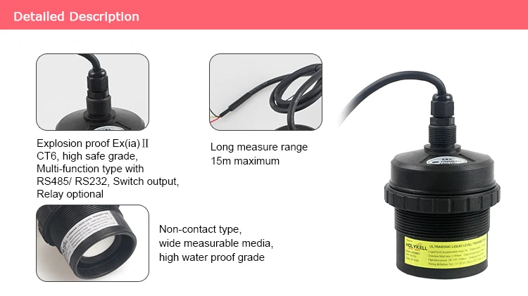 Holykell Factory Ultrasonic Level Sensor Probe Distance 10 Meter Ue3003 ...
