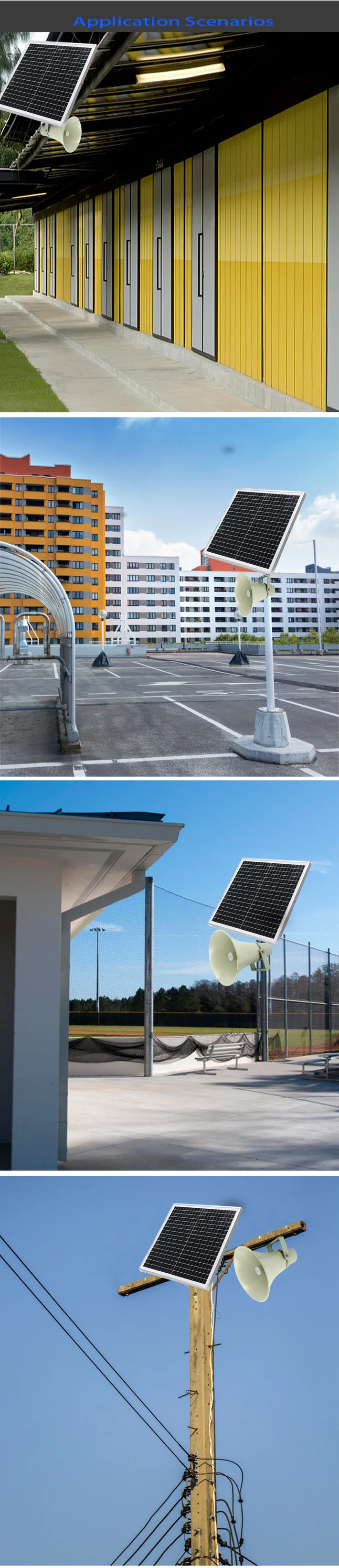 Outdoor Solar Horn Speaker with 4G Wireless Broadcasting