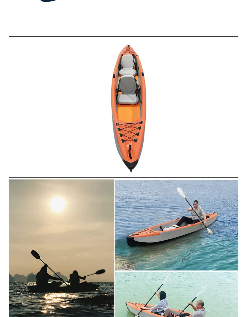 2-Person Folding Drop Stitch Kayak Boat PVC/PE/PC Inflatable Fishing ...