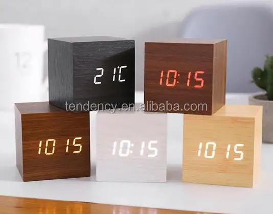 Wood Cube Alarm Clock - Stylish & Functional Timekeeper