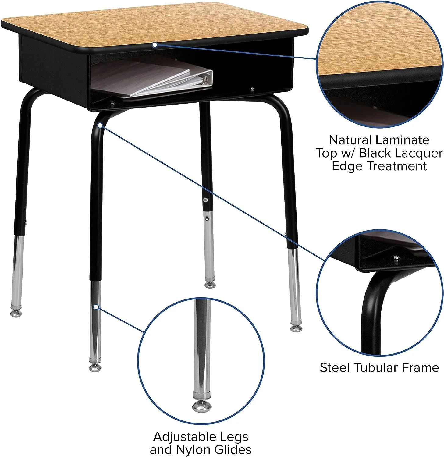 Comnenir Adjustable Height Open Front School Desk Durable Desk For ...